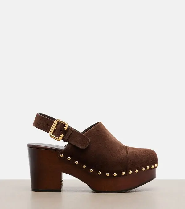 Chloé Jeannette Suede Clogs With Buckle-fastening Ankle Strap