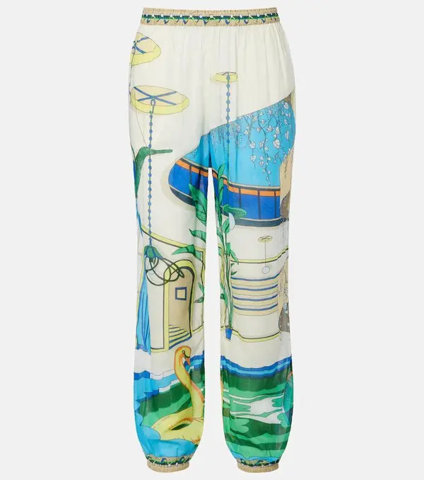 Tory Burch Printed Cotton Tapered Trousers