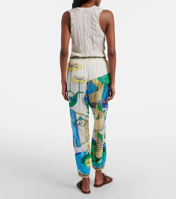 Tory Burch Printed Cotton Tapered Trousers