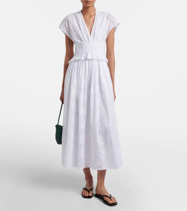 Tory Burch Broderie Anglaise Cotton Midi Dress