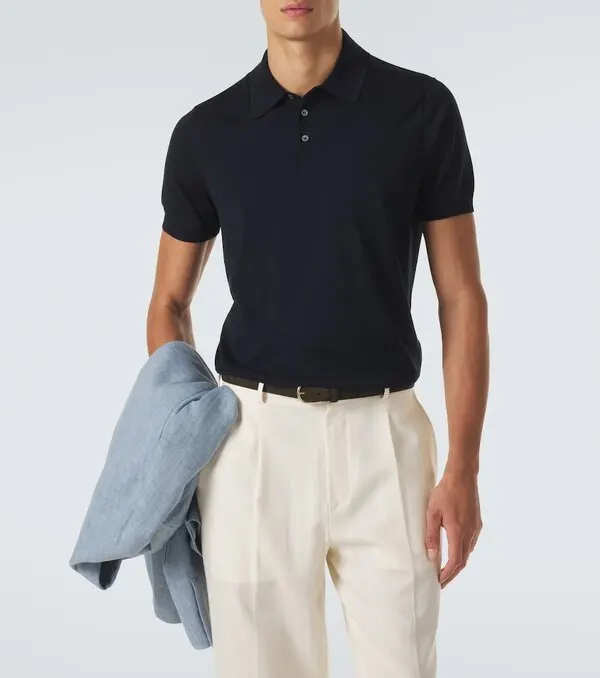 Dunhill Cotton And Silk Polo Sweater - Blue
