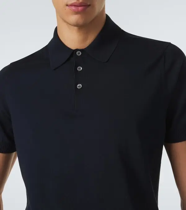 Dunhill Cotton And Silk Polo Sweater - Blue