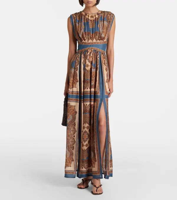 Zimmermann Mahon Printed Silk Maxi Dress - Blue