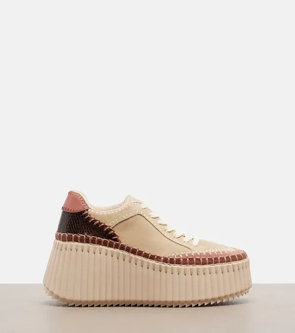 Chloé Suede Platform Sneakers - Beige