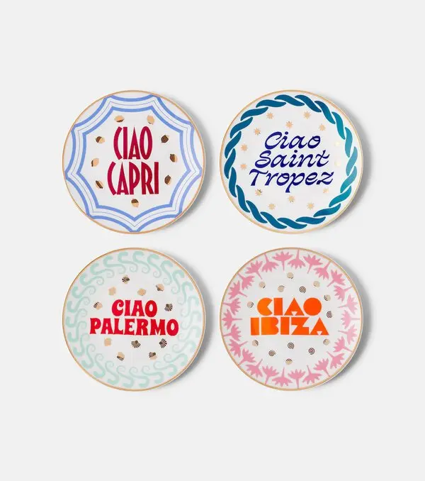 BITOSSI Ciao Mondo Set Of 4 Dessert Plates - Multicoloured