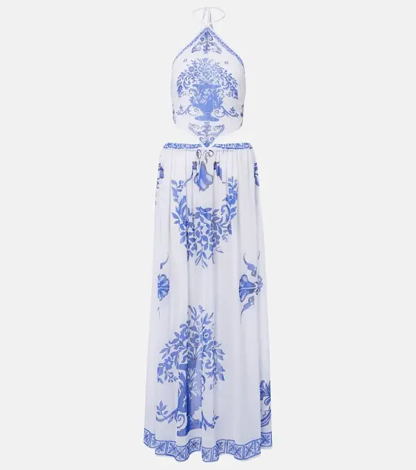 BANANHOT Riley Printed Cotton Maxi Dress - Blue