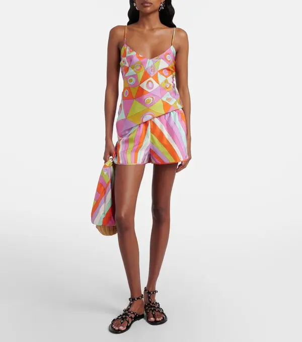 Emilio Pucci Iride Silk Twill Shorts
