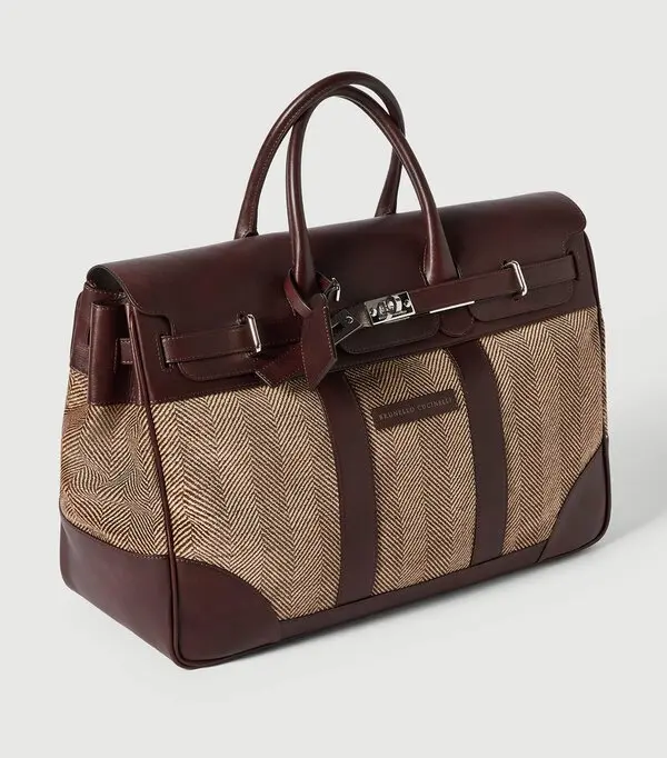 Brunello Cucinelli Leather-trim Chevron Holdall