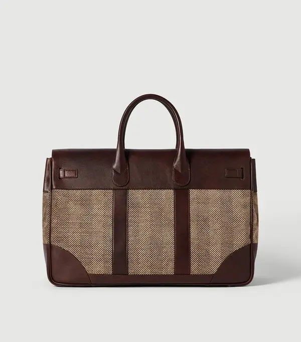 Brunello Cucinelli Leather-trim Chevron Holdall