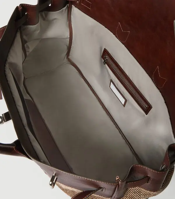 Brunello Cucinelli Leather-trim Chevron Holdall