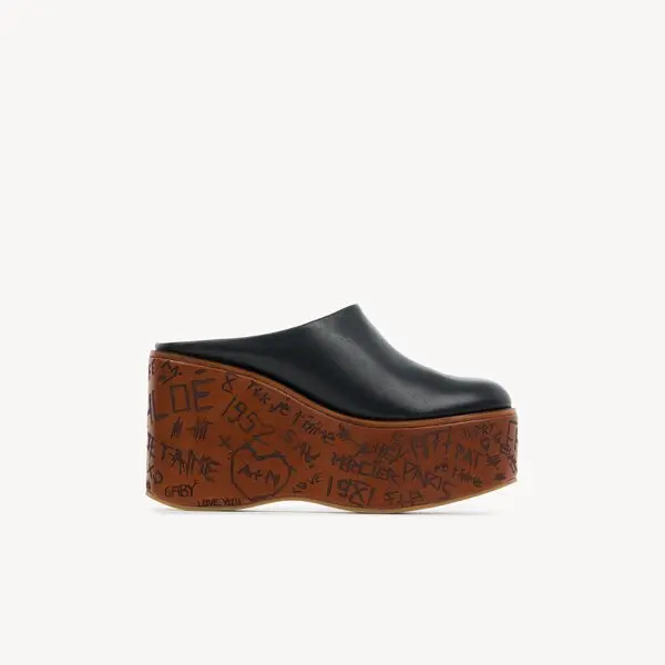 Chloé Maxime Wedge Mules - Black