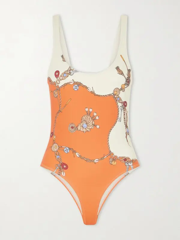 Versace Stolen Jewels Printed Swimsuit - Orange