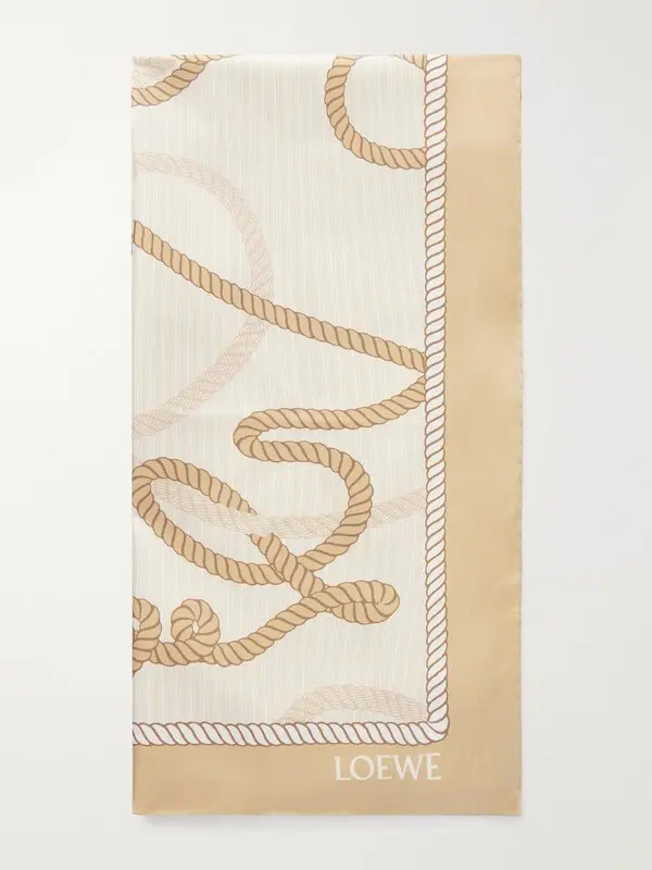 Loewe Printed Silk Scarf - Neutrals