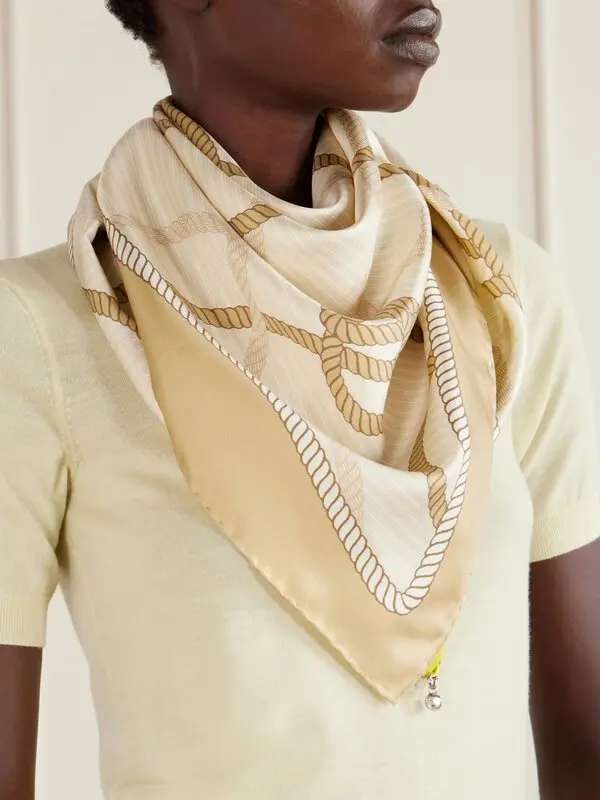 Loewe Printed Silk Scarf - Neutrals