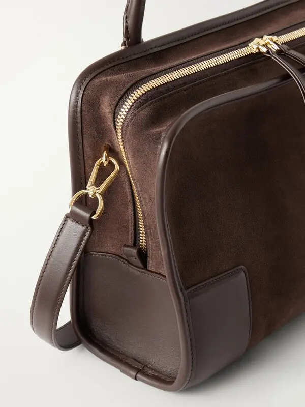Loewe Amazona 180 Leather-trimmed Suede Tote - Brown