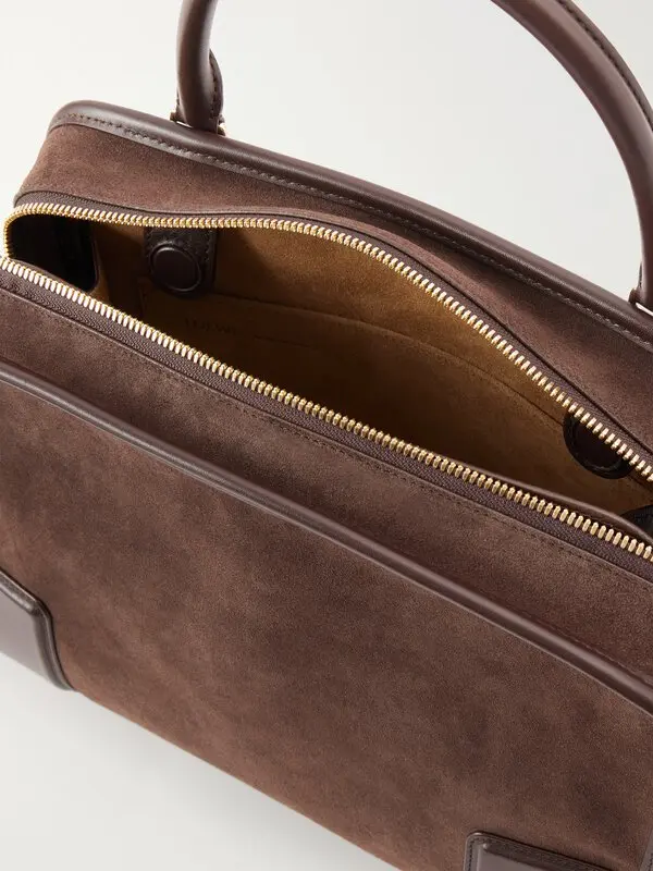 Loewe Amazona 180 Leather-trimmed Suede Tote - Brown
