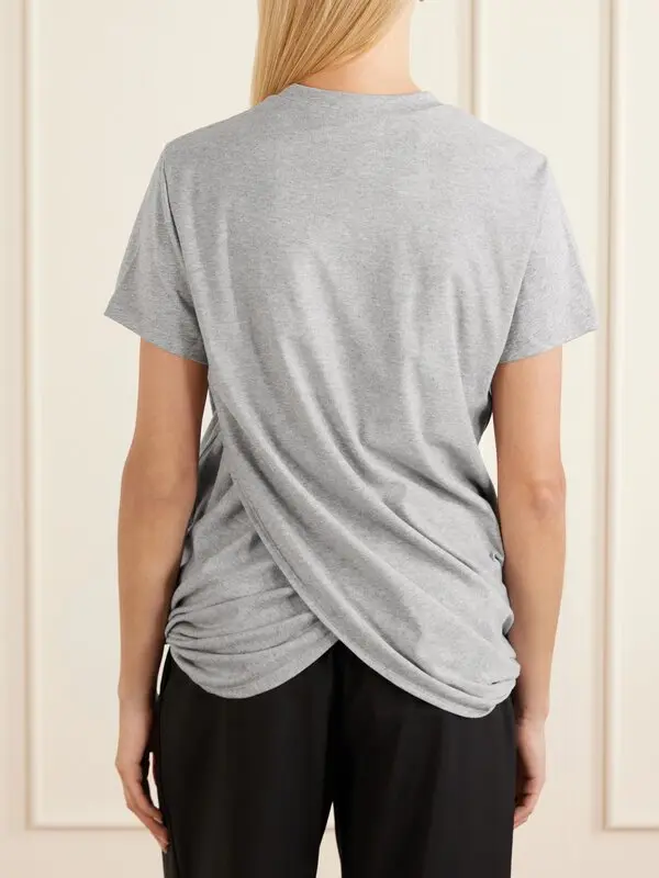 Loewe Logo-embroidered Draped Cotton-jersey T-shirt - Gray