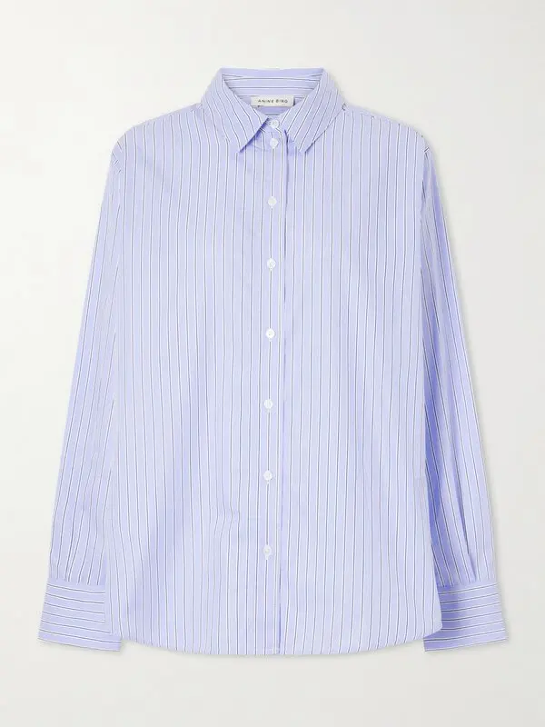 ANINE BING Essie Striped Cotton-poplin Shirt