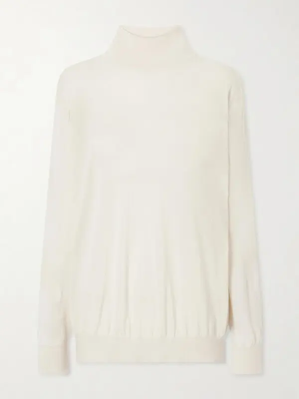 THE ROW Orly Cashmere And Silk-blend Turtleneck - Neutrals