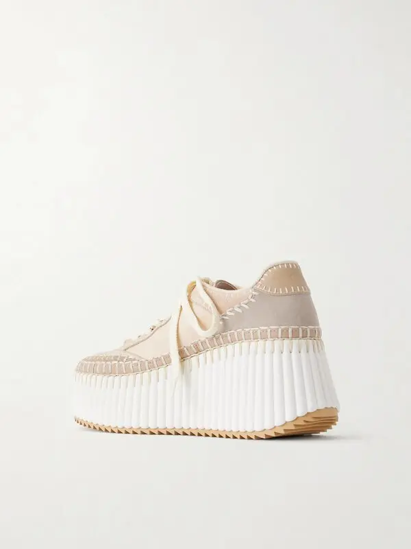 Chloé Nama Patchwork Leather Platform Sneakers