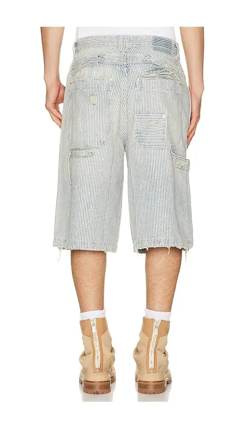 JADED LONDON Distressed Pinstripe Carpenter Jorts