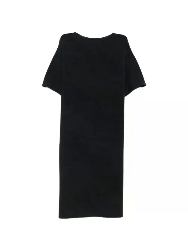 Fabiana Filippi Metallic Threading Round Neck Short Sleeve Midi Dress - Blue