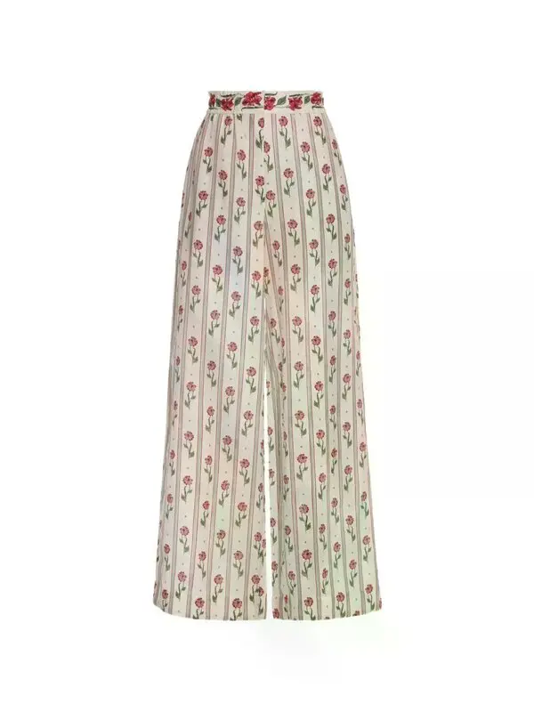 Agua Bendita Tota Quebrada Floral Print Wide Leg Trousers - Neutrals