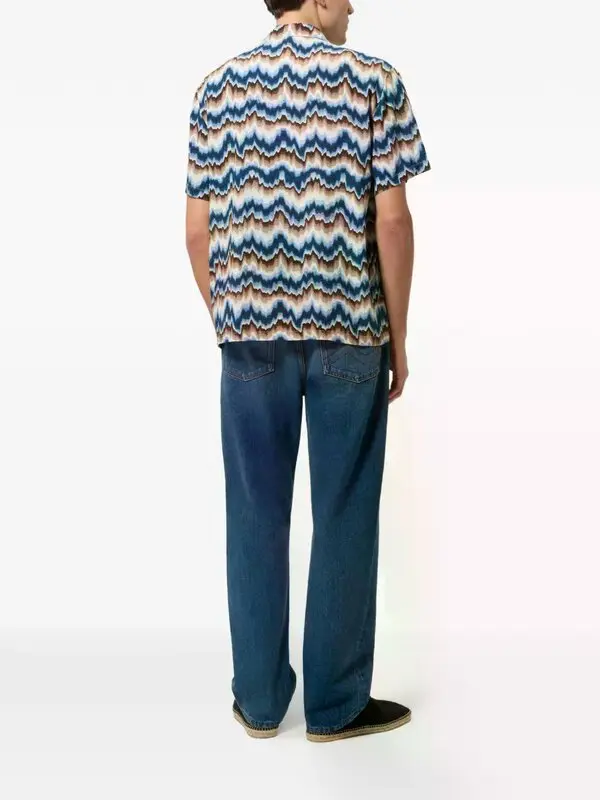 Missoni Zigzag-print Short-sleeve Shirt - Blue