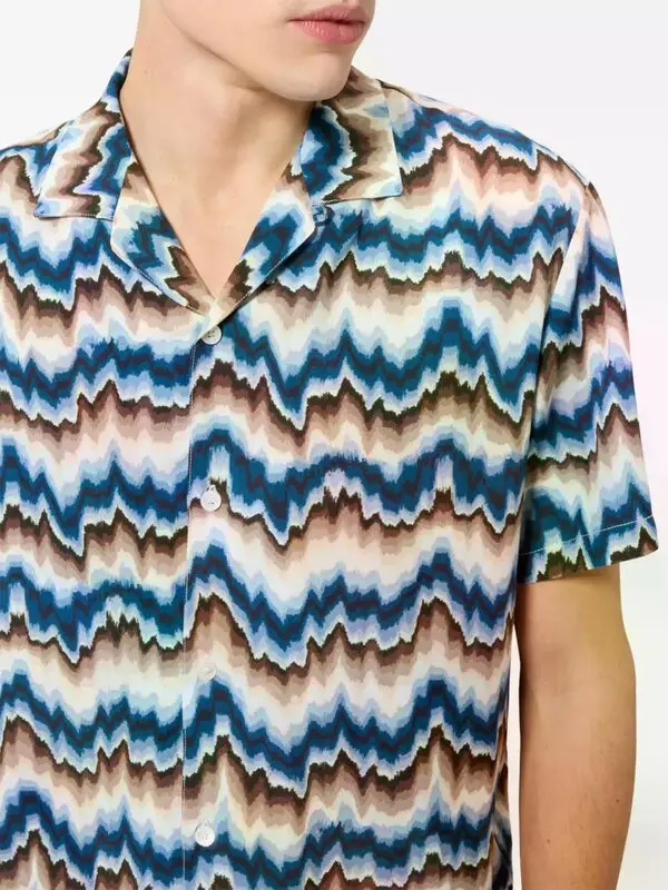 Missoni Zigzag-print Short-sleeve Shirt - Blue