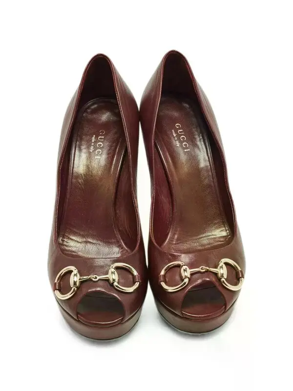 Gucci Horsebit Detail Peep-toe Pumps - Red