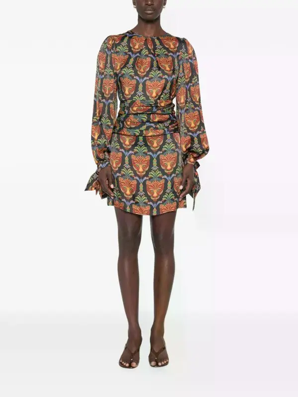 Farm Rio Boho Animal-pattern Mini Dress