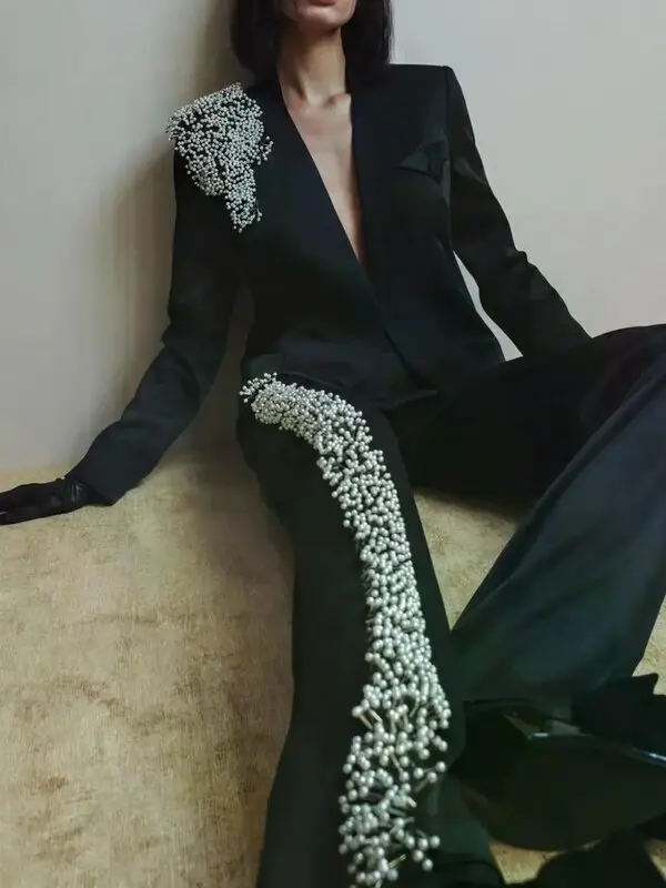 Hellessy Stefan Pearl-embellished Pleated Trousers