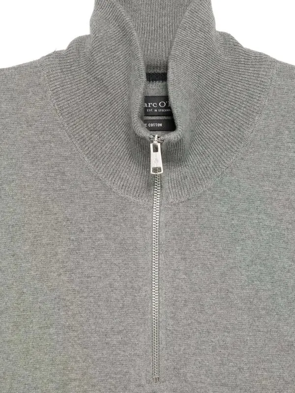 Marc O'polo Cotton High Neck Half-zip Sweater - Grey