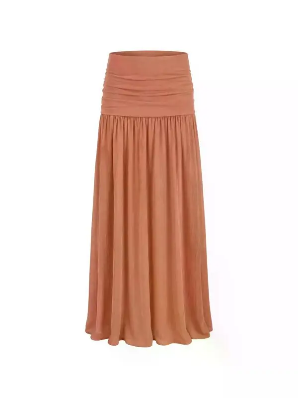 PETAR PETROV Late Bloom Ruched Maxi Skirt - Orange