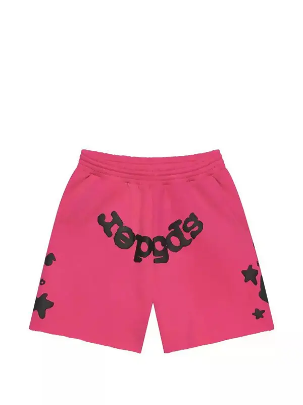 SP5DER Logo-print Raw-edge Shorts