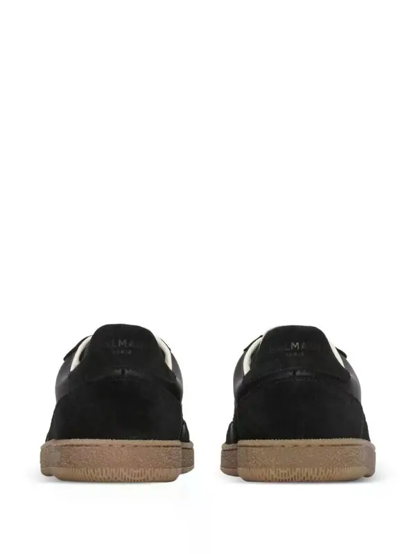 Balmain Swan Smooth Leather And Suede Lace-up Trainers - Black