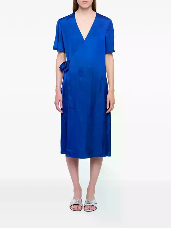 Zadig&Voltaire Midi Wrap Dress In Japanese Satin - Blue