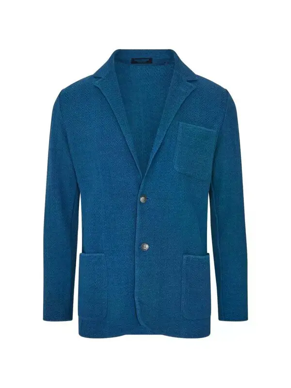 PATRICK ASSARAF Herringbone-knit Single-breasted Blazer