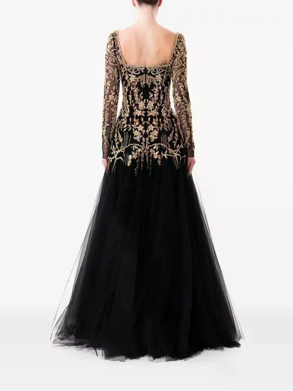 DINA MELWANI Embellished Tulle Maxi Dress