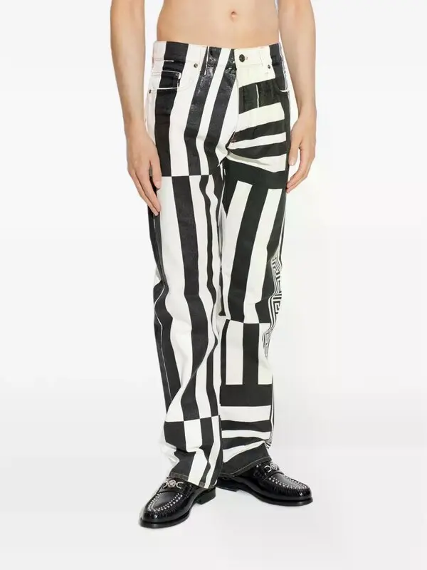 Versace Printed Straight Leg Jeans - Black