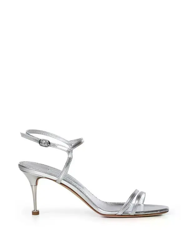 Manolo Blahnik Metallic Strappy Sandals - Silver