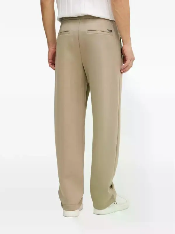 Armani Exchange Logo Plaque Straight Leg Trousers - Neutrals