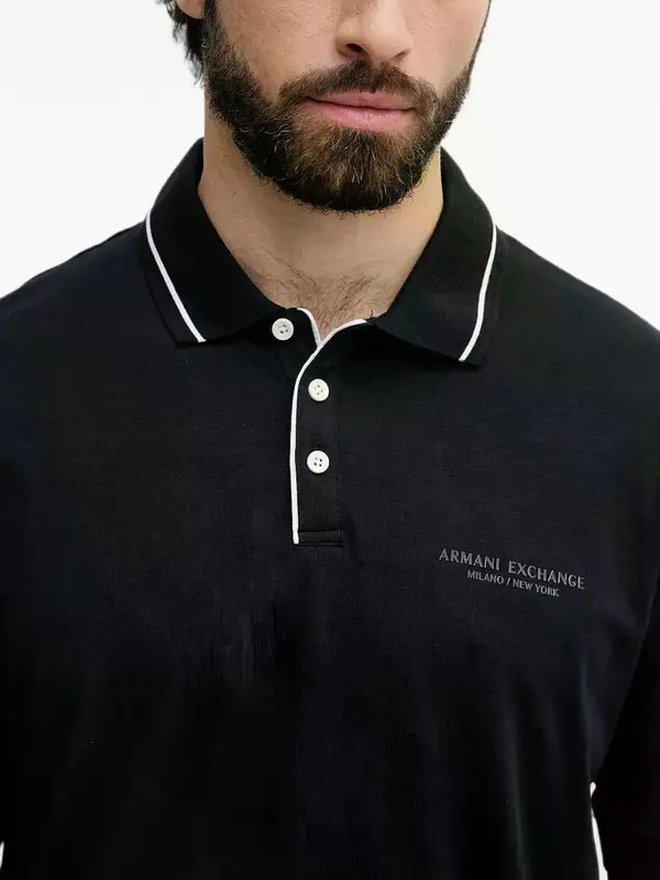 Armani Exchange Logo-print Contrast-trim Polo Shirt