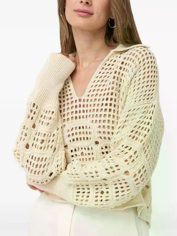 Beatrice B Open-knit Collar Sweater