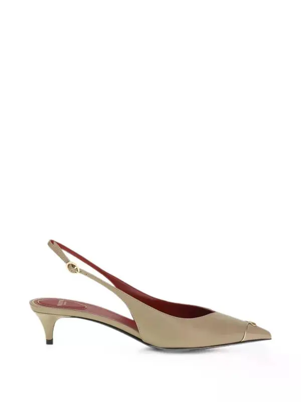 Valentino Garavani Vlogo Heartip Slingback Kitten Heel Pumps - Neutrals