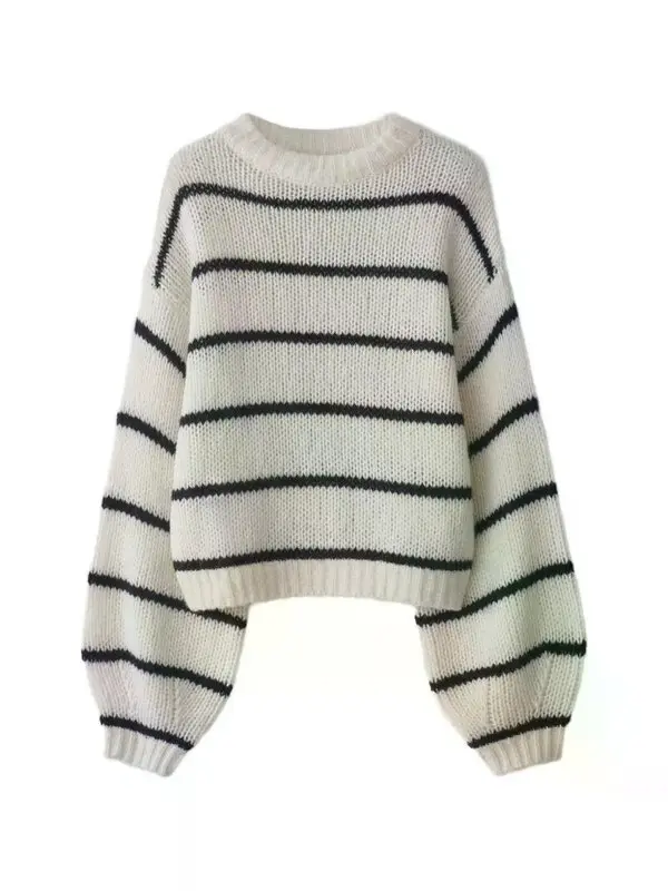 LISA YANG Isabelle Striped Pattern Sweater - Neutrals