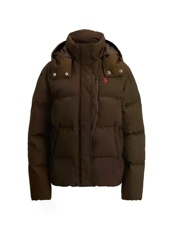 Polo Ralph Lauren Padded Jacket With Detachable Hood And Embroidered Logo - Brown