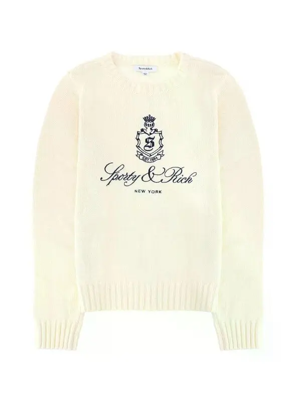 SPORTY & RICH Logo Knitted Sweater - Neutrals