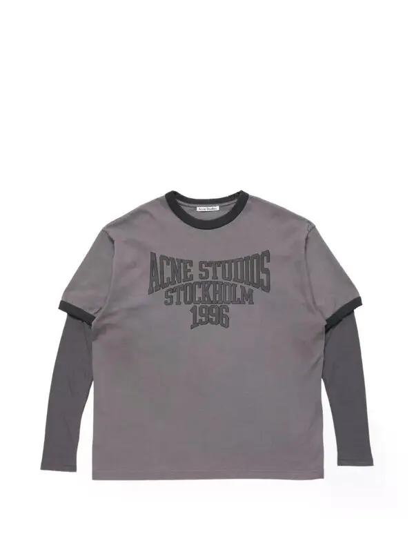 Acne Studios Layered-sleeve Logo T-shirt - Grey