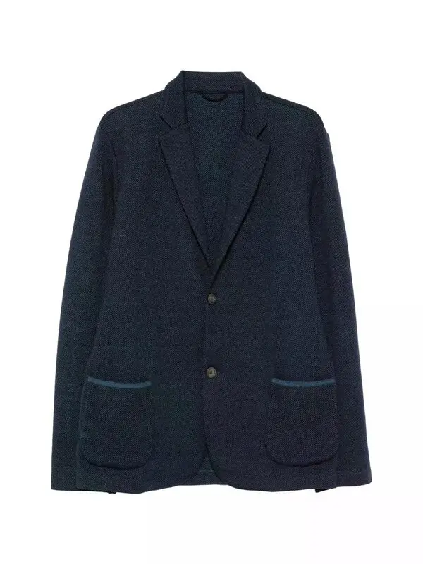 GRAN SASSO Herringbone-knit Single-breasted Wool Blazer